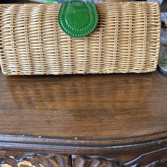 Talbots | Bags | Talbots Vintage Wicker Green And Tan Woven Clutch ...